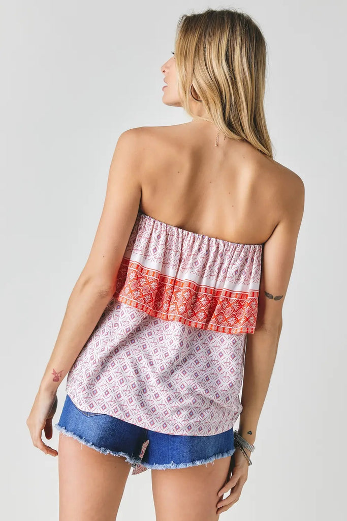 Printed Strapless Ruffle Top – Yup Sup